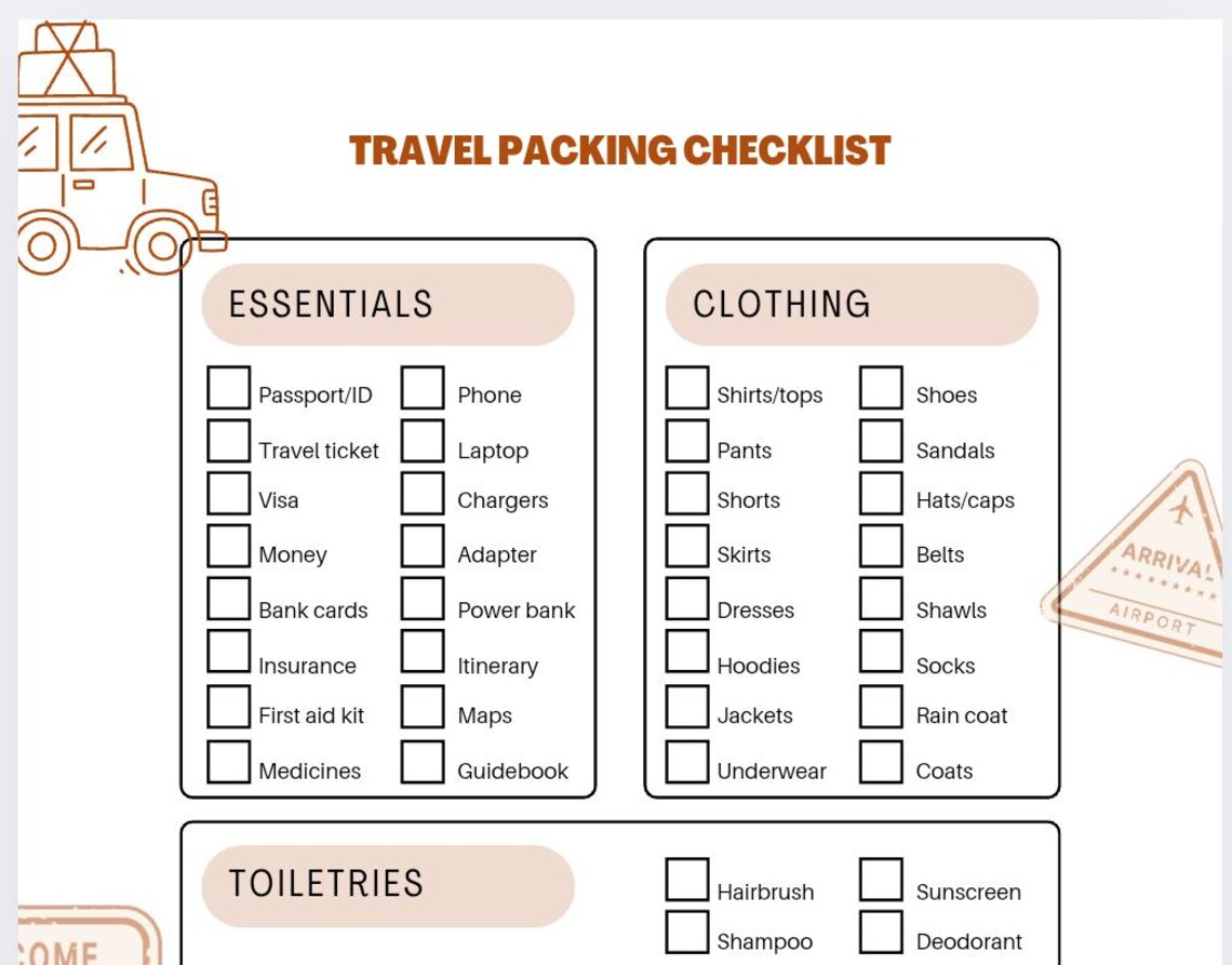 Ultimate Travel Packing Checklist | Printable PDF | Vacation Planner ...
