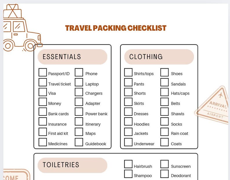 Ultimate Travel Packing Checklist | Printable PDF | Vacation Planner ...