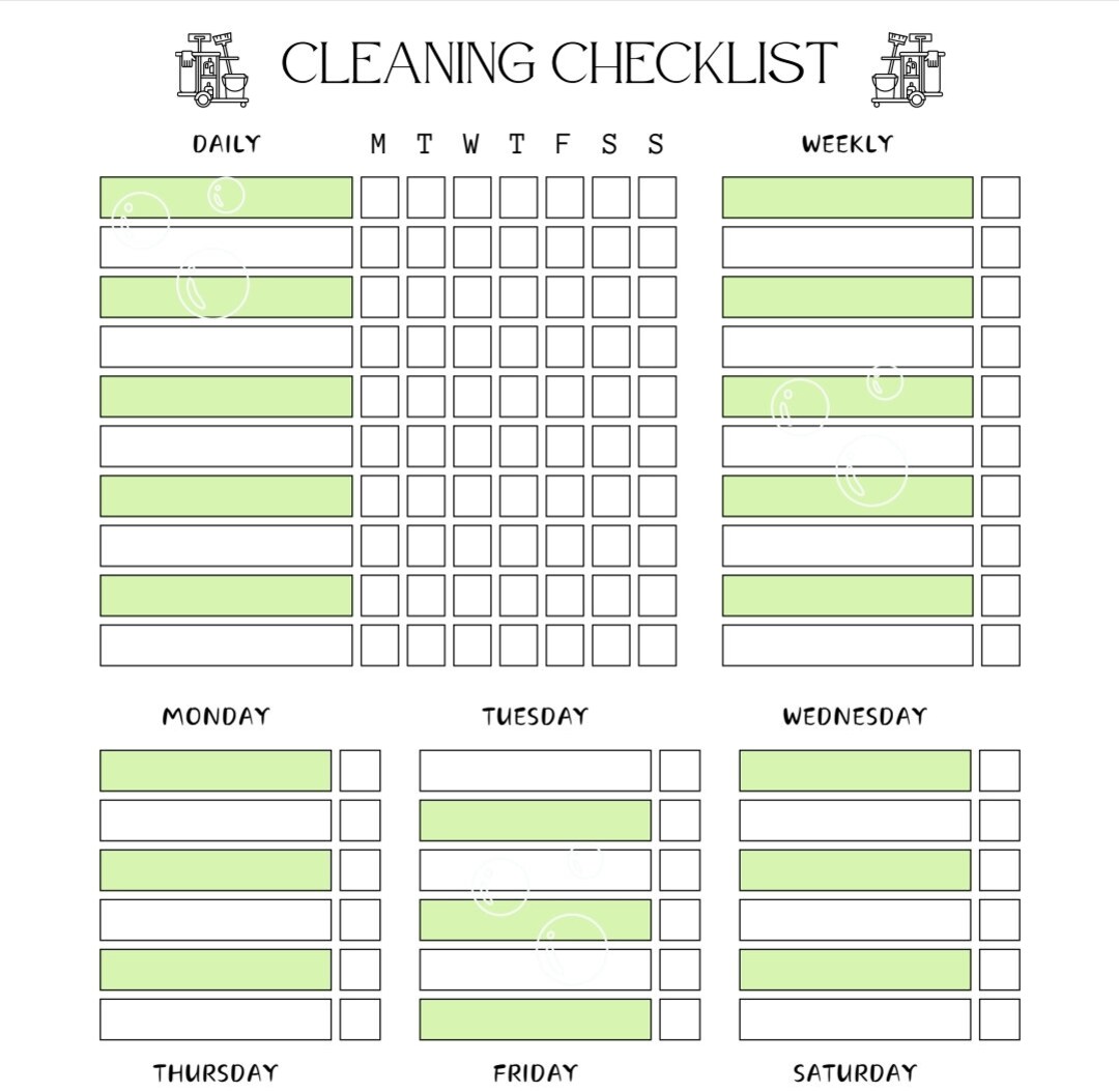 Cleaning Checklist - Etsy