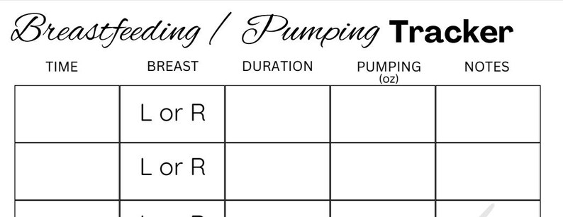Breastfeeding / Pumping Tracker - Etsy