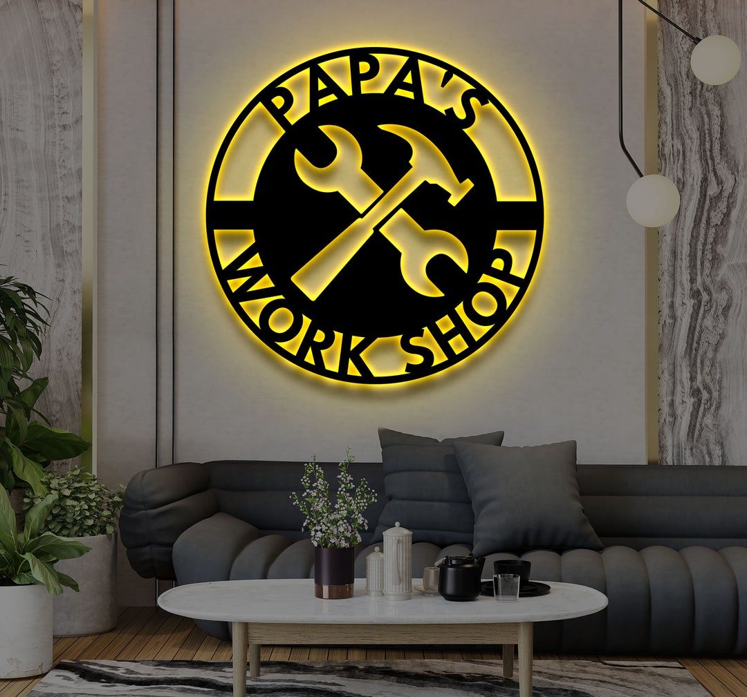 Personalized Fathers Day Sign for Dad Papas Work Shop Metal - Etsy