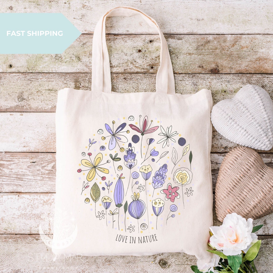 Love in Nature Tote Bag, Wildflower Bag, Nature Lover Gift, Wildflowers ...