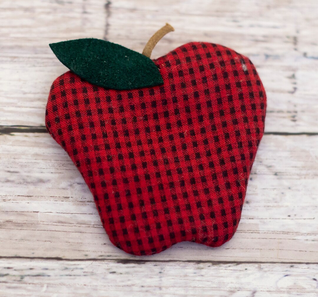 Vintage Checkered Red Apple Green Leaf Fabric Brooch - CB9 - Etsy