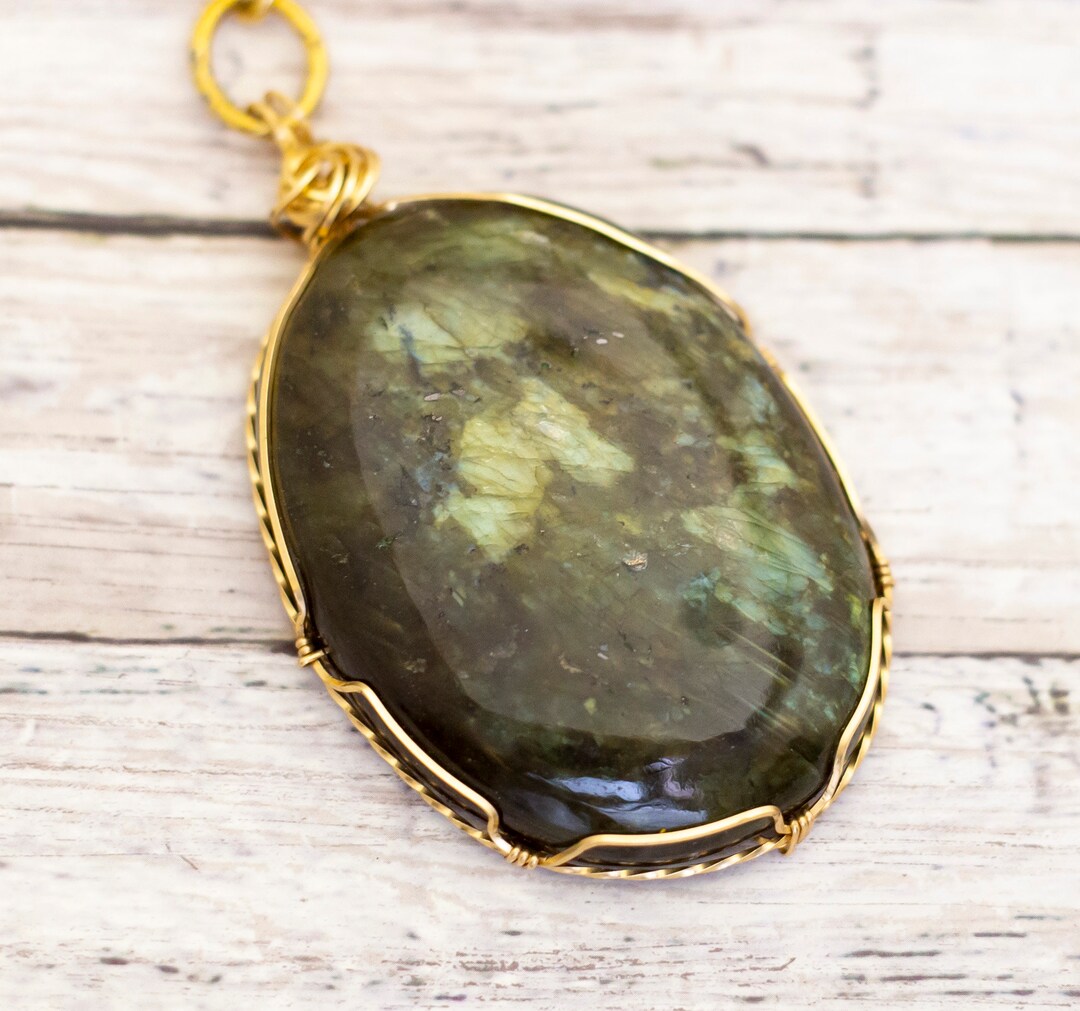 Vintage Oval Large Heavy Stone Art Deco Necklace 18 Inch - CB15 - Etsy