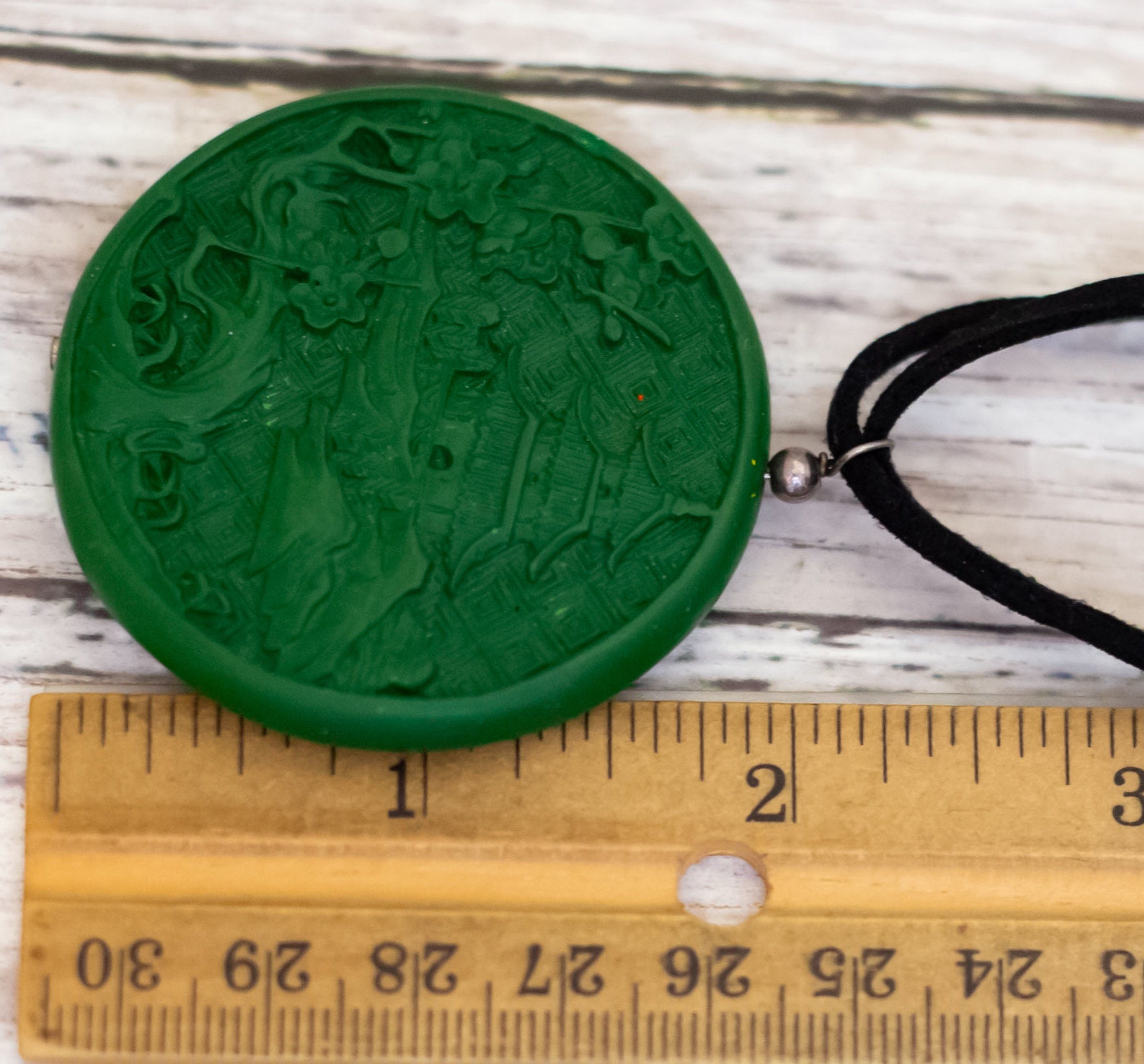 18 Inch, Vintage Green Abstract Circle Black Lace Sterling Silver ...
