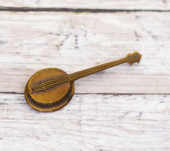 Vintage Traditional Banjo Musical Instrument Brooch -… - Gem