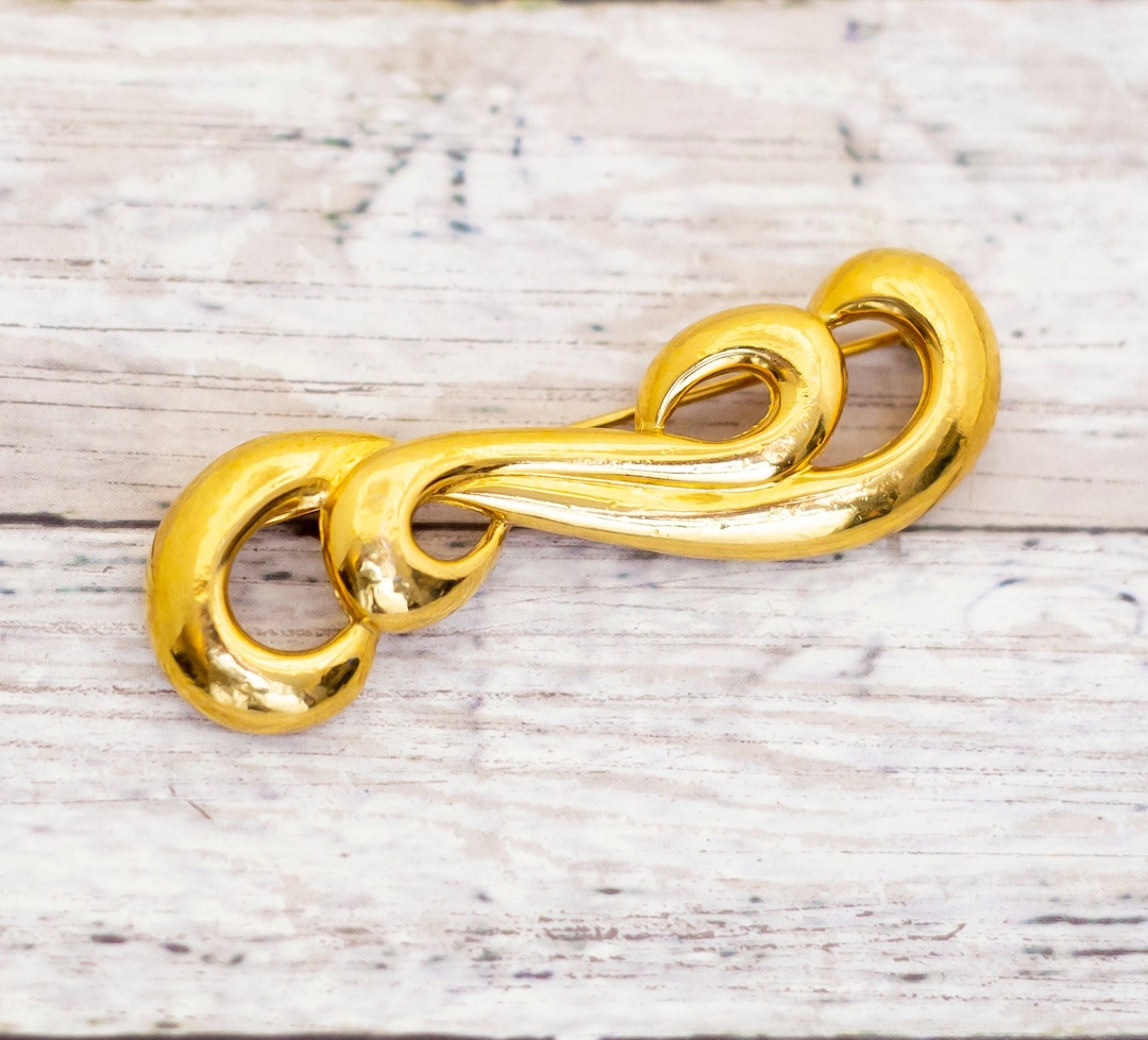 Vintage Sophisticated Curly Gold Tone Brooch - CB2 - Etsy