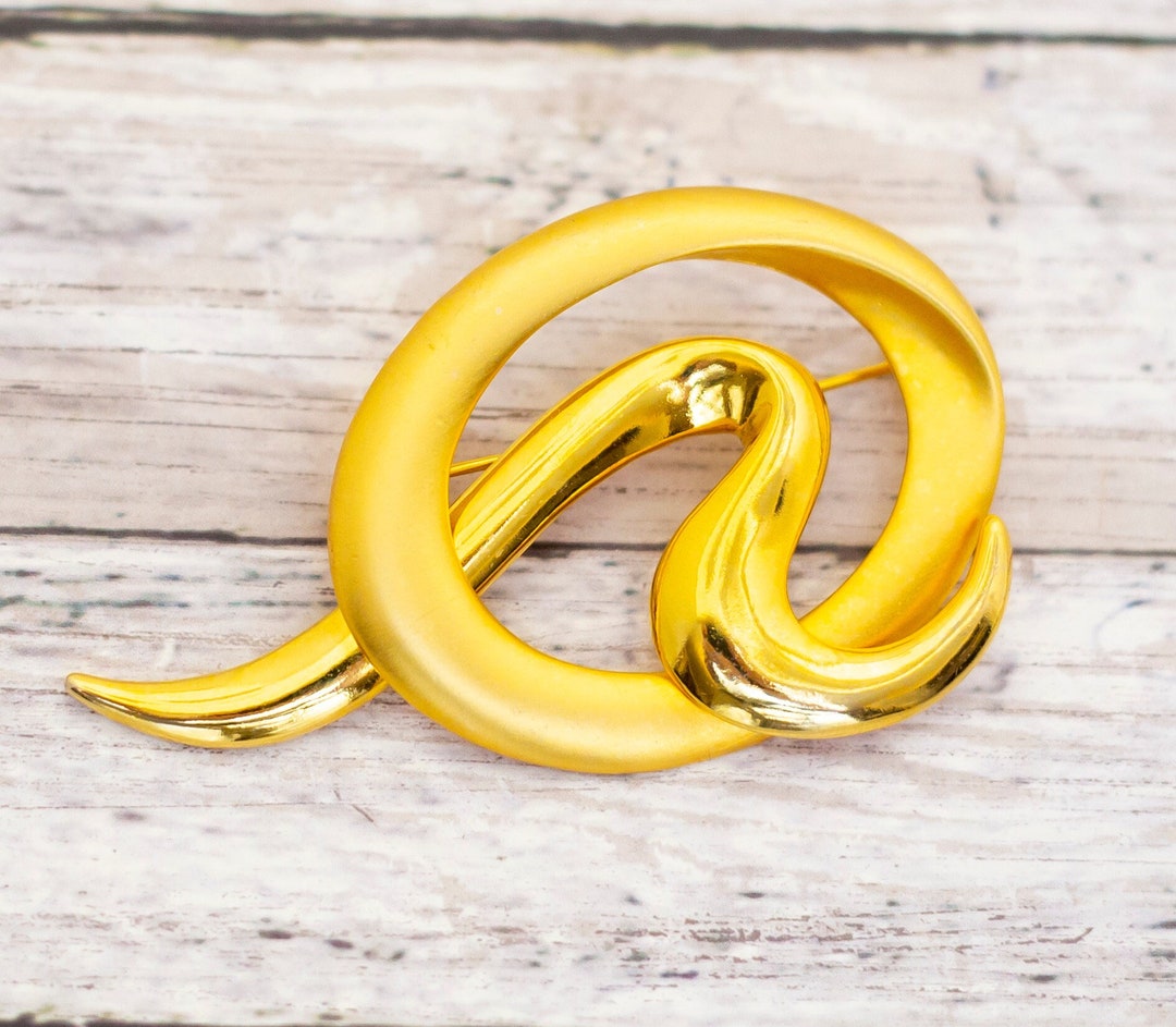 Vintage Curly Waves Gold Tone Fashionable Brooch - CB1 - Etsy