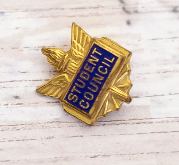 Vintage Student Council Emblem Badge Gold Tone Brooch - CB2 - Etsy