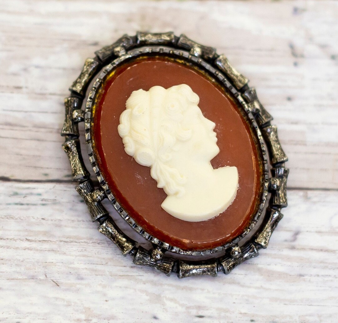 Vintage Silver Tone Oval Lady Cameo Brooch - CB6 - Etsy