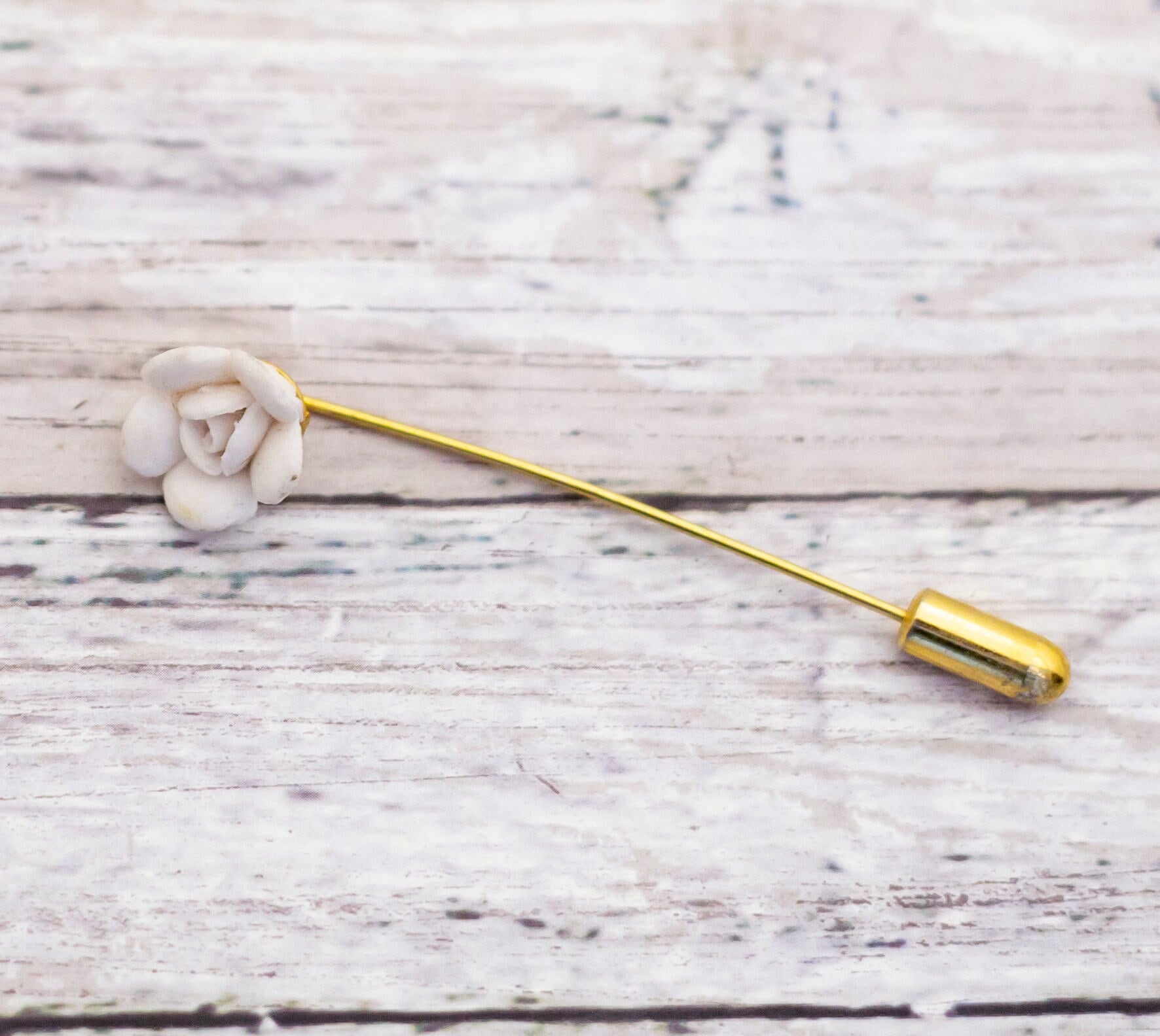Vintage Minimalist White Rose Stick Pin - CB10 - Etsy