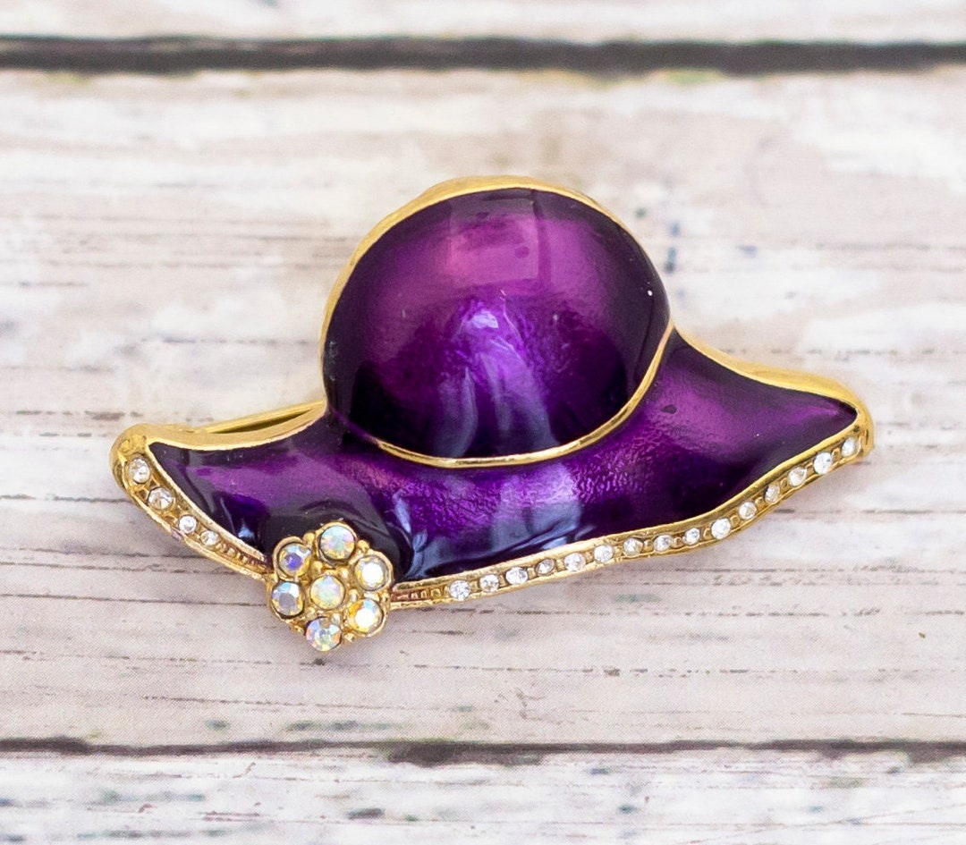 Vintage Aristocratic Purple Hat Gold Tone Brooch - CB4 - Etsy