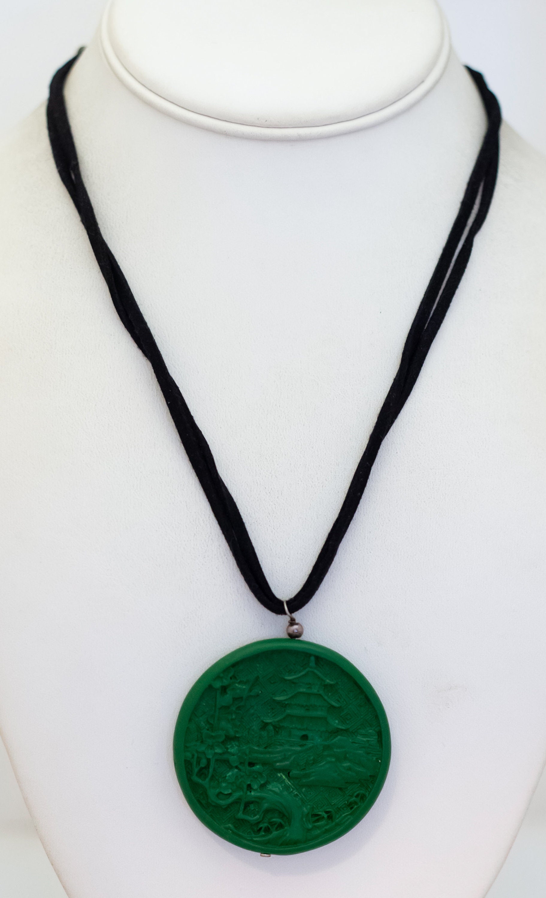 18 Inch, Vintage Green Abstract Circle Black Lace Sterling Silver ...