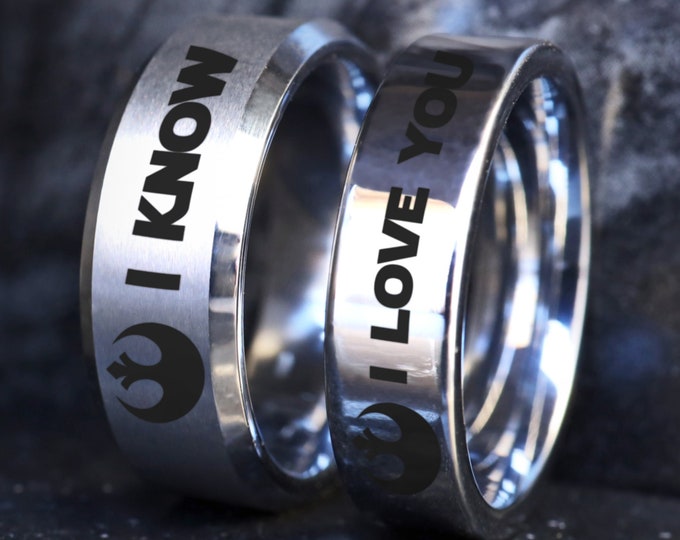 Lightsaber Fire Opal Inlay Iridescent Glow Ring - 8mm Wide Ring ...