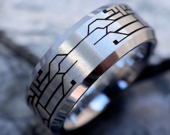 Circuit Board Fidget Spinner Wedding Band, Computer Science Engagement ...