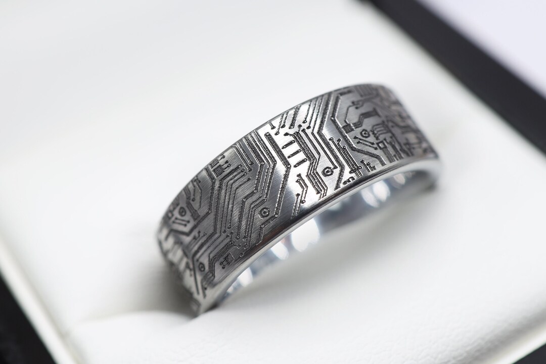 Detailed Circuit Board Ring, Special Embossed Circuit Board Ring, Hand ...
