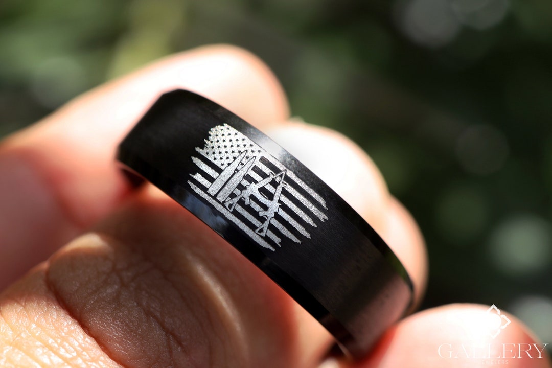 American Flag Wedding Band, American Flag Ring, USA Ring, United States ...