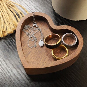 Floral Wood Wedding Ring Dish, Proposal Jewelry Tray, Engagement Ring ...