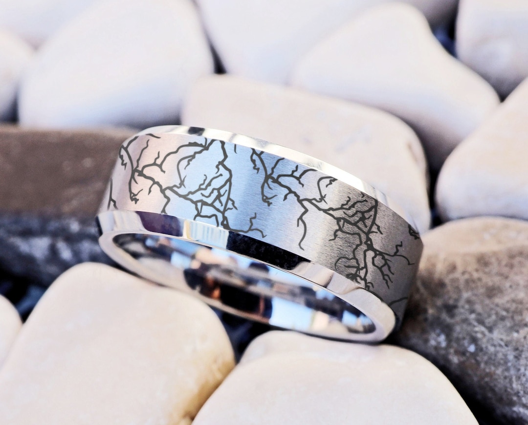 Electricity Wedding Ring, Thunder Ring, Storm Wedding Band, Lightning ...