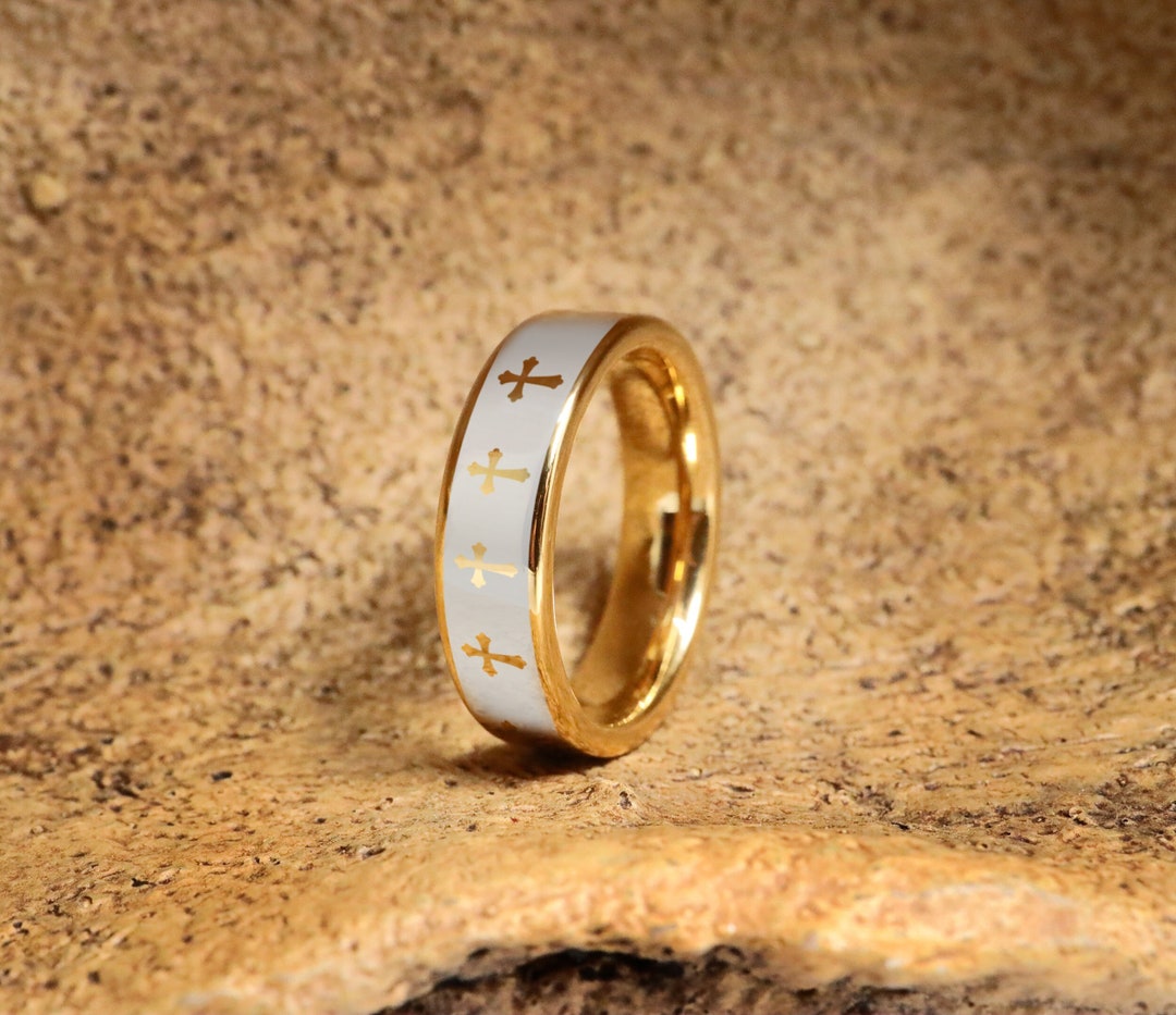 Bible Verse Wedding Band Ring, Christian Cross Engagement Ring ...