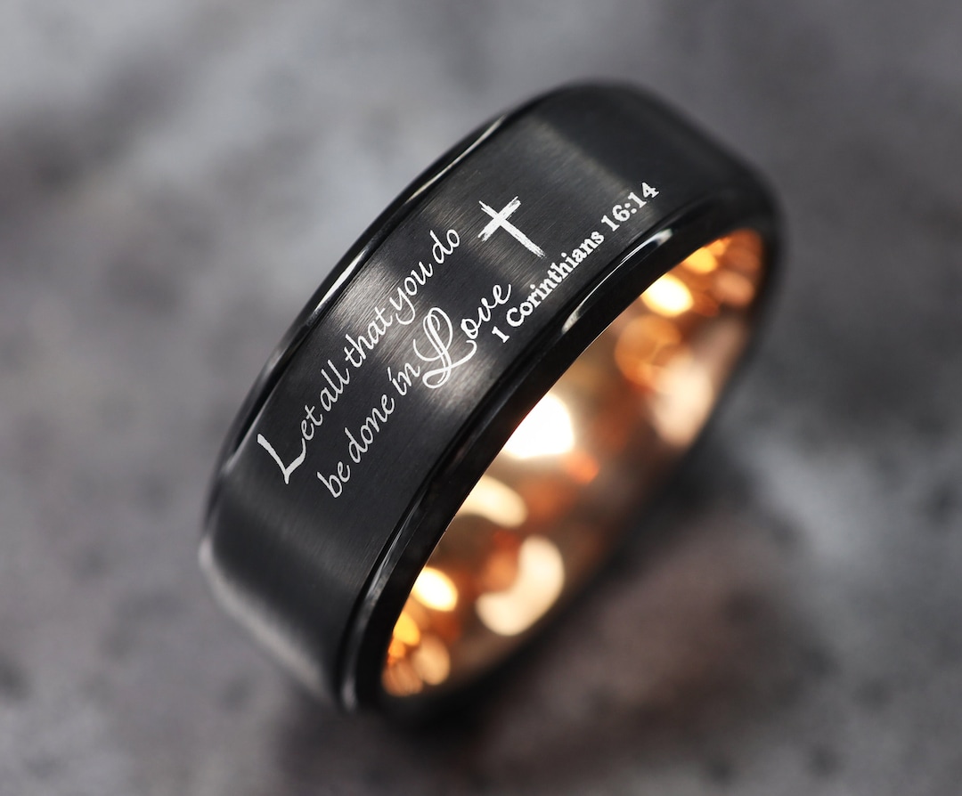 Let All You Do Be Done in Love Ring, Religious Wedding Ring, God Ring ...