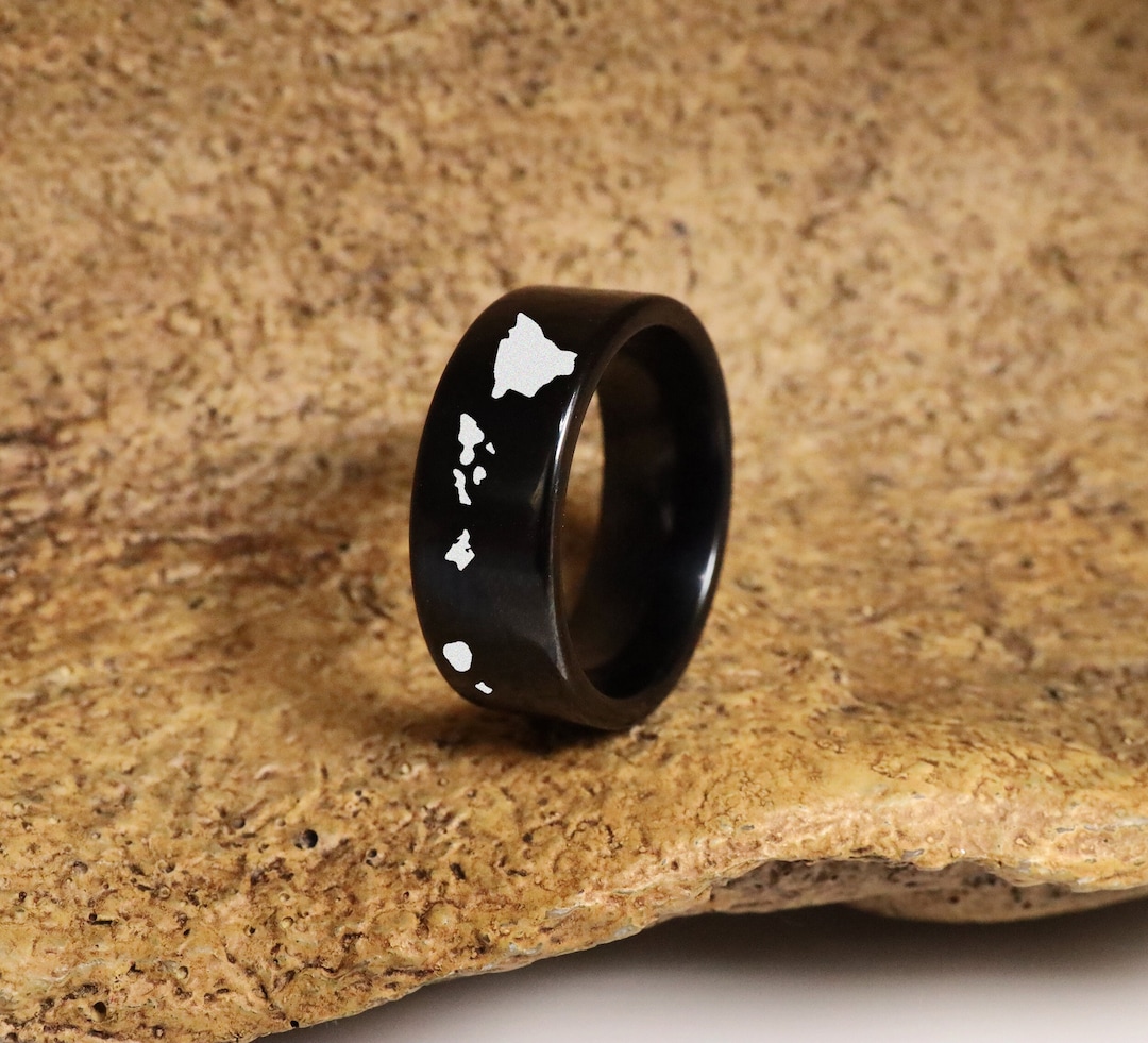Hawaiian Islands Map Wedding Band, Big Island Ring, Maui, Honolulu ...