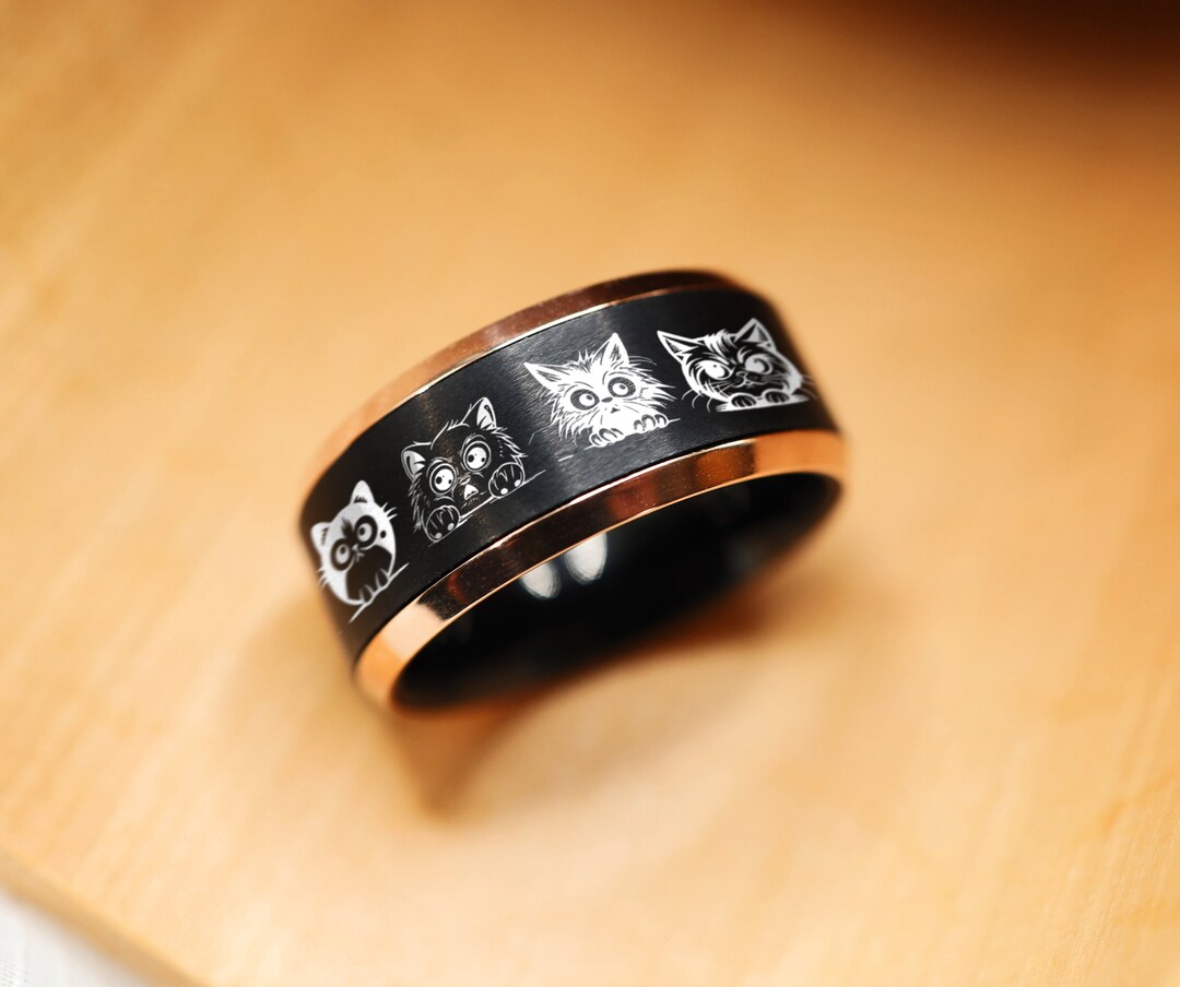 Cat Lover Wedding Band, Kitten Wedding Ring, Feline Jewelry, Whiskers Ring, Cat Gift, Cat ...