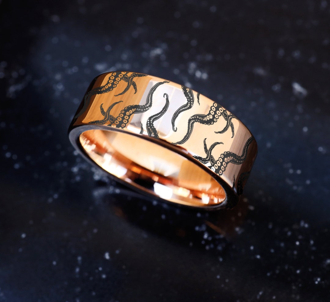 Octopus Wraparound Wedding Band, Inkfish Tentacle Ring, Kraken Wedding ...