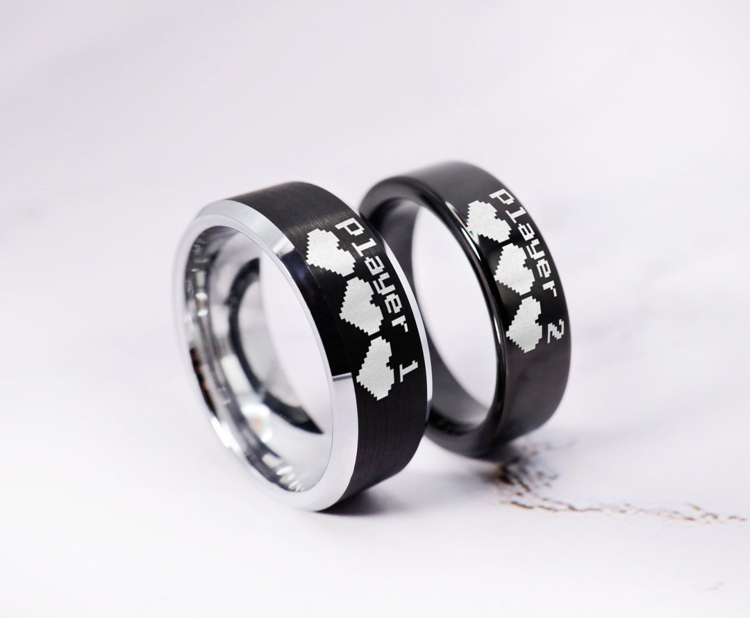 Couples Gamer Rings, Player 1 Player 2 Rings, 2 Piece Couple Set, Gamer ...