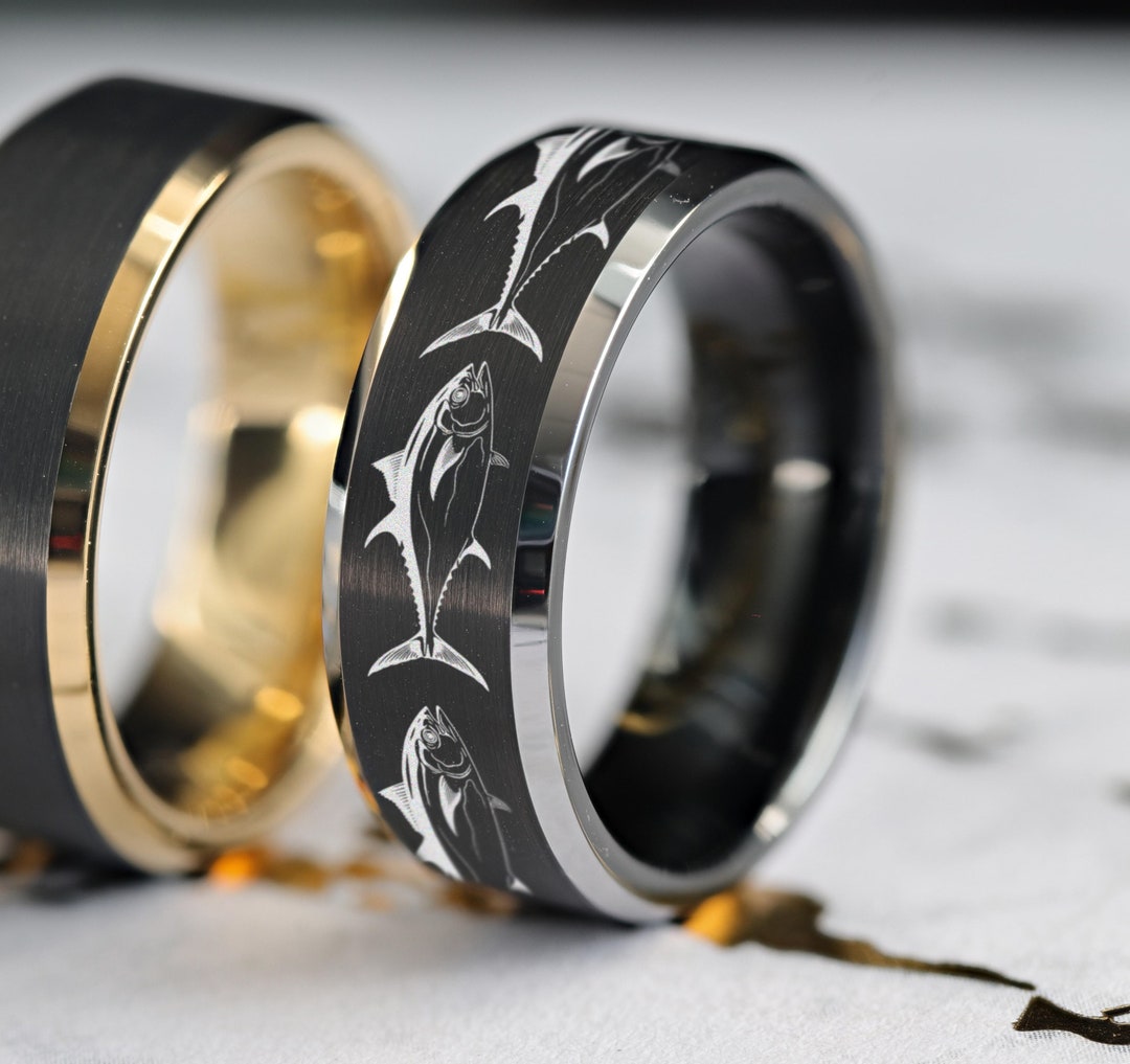 Trout Fish Ring for Women, Tuna Wedding Band Ring, Bass Salmon Carp ...