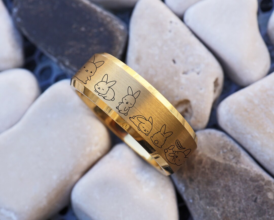 Bunny Rabbit Wedding Band, Bunny Ring, Bunny Jewelery, Engraved Bunny ...