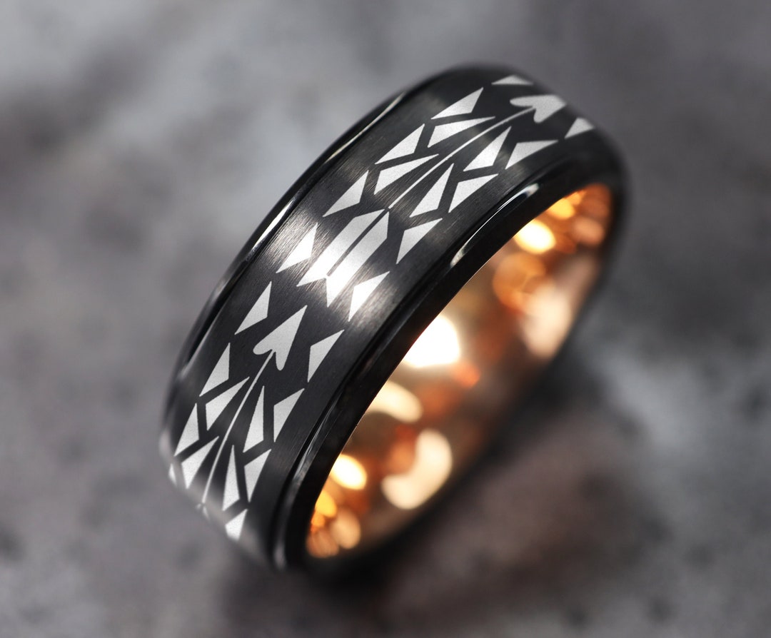 Bow and Arrow Pattern Ring, Mens Promise Ring, Tribal Wedding Band ...