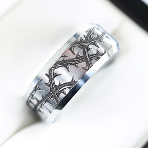Special Embossed Ring, Thorn Wedding Band, Thorn Ring, Winding Vine ...