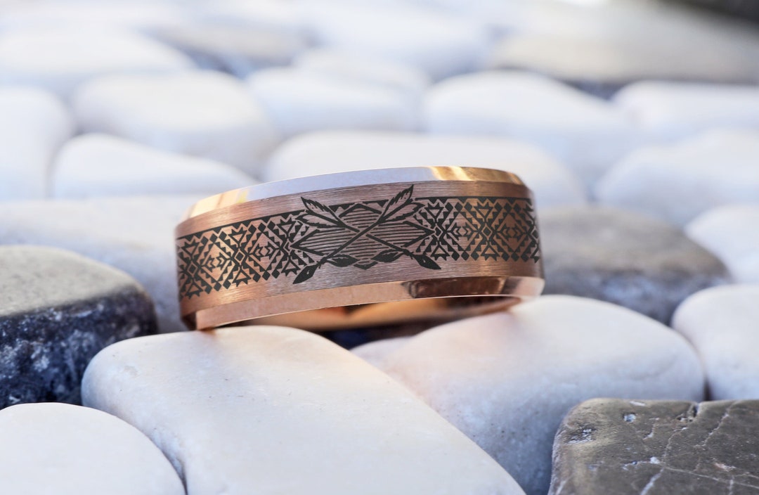 Bow and Arrow Ring, Native American Ring, Custom Engraved Wedding Ring ...