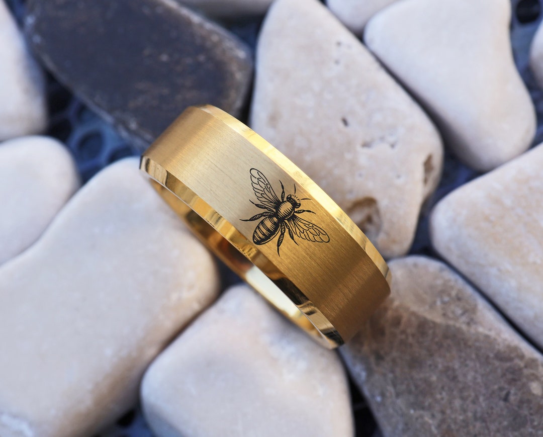 Honeybee Wedding Band, Hornet Ring, Bumblebee Wedding Ring, Nectar Bee Pollen Ring, Sting Ring ...