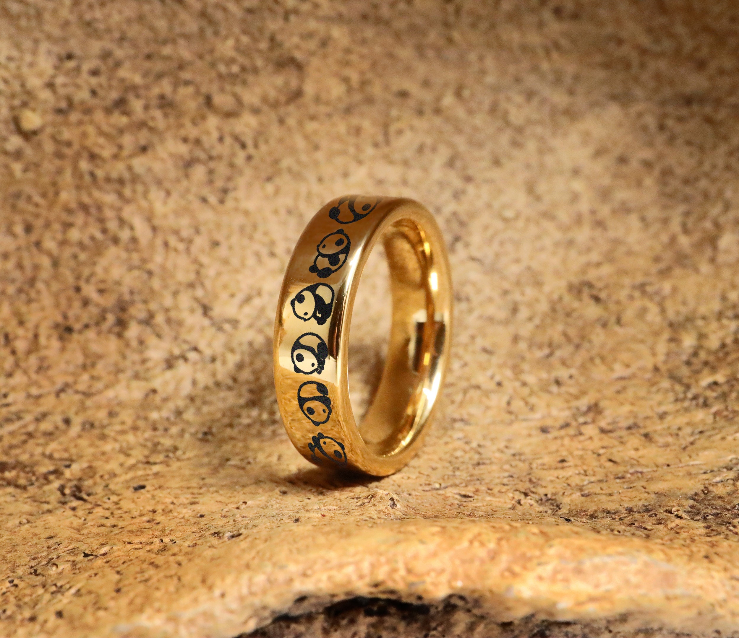 Kawaii Panda Ring, Panda Chibi Wedding Band, Cute Panda Ring, Panda ...