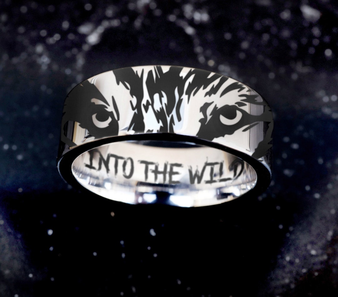 Wolf Wedding Ring, Wolf Eyes Ring, Wild Animal Jewelry, Wolf Wedding Band, Wolf Engagement Ring ...
