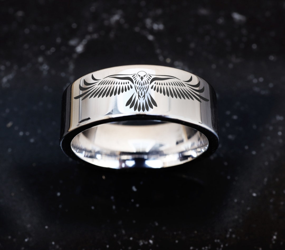 Hawk Bird Wedding Band, Vulture Ring, Eagle Wedding Ring, Raptor ...