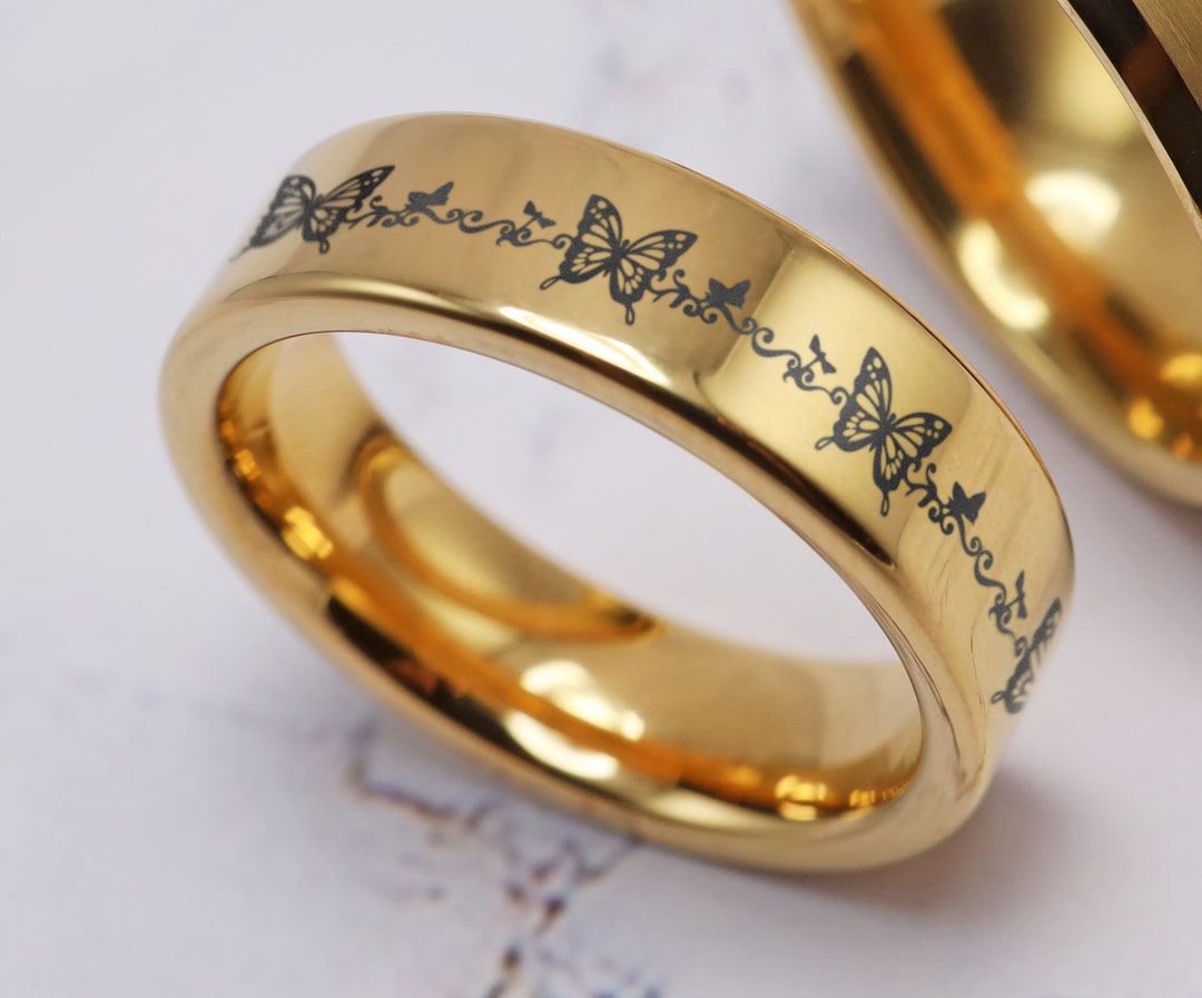 Butterfly Filigree Wedding Band, Butterfly Wedding Ring, Rose Gold ...