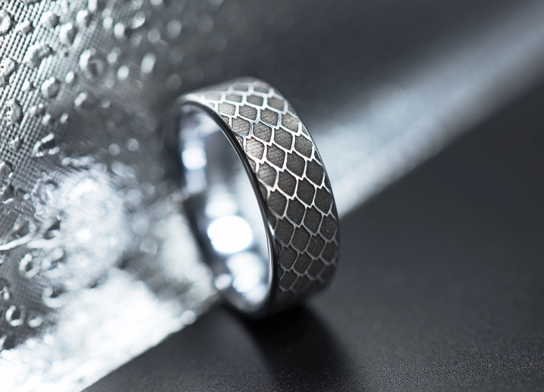 Dragon Scale Engraved Ring, Dragon Scales Mythical Fantasy Wedding Band ...