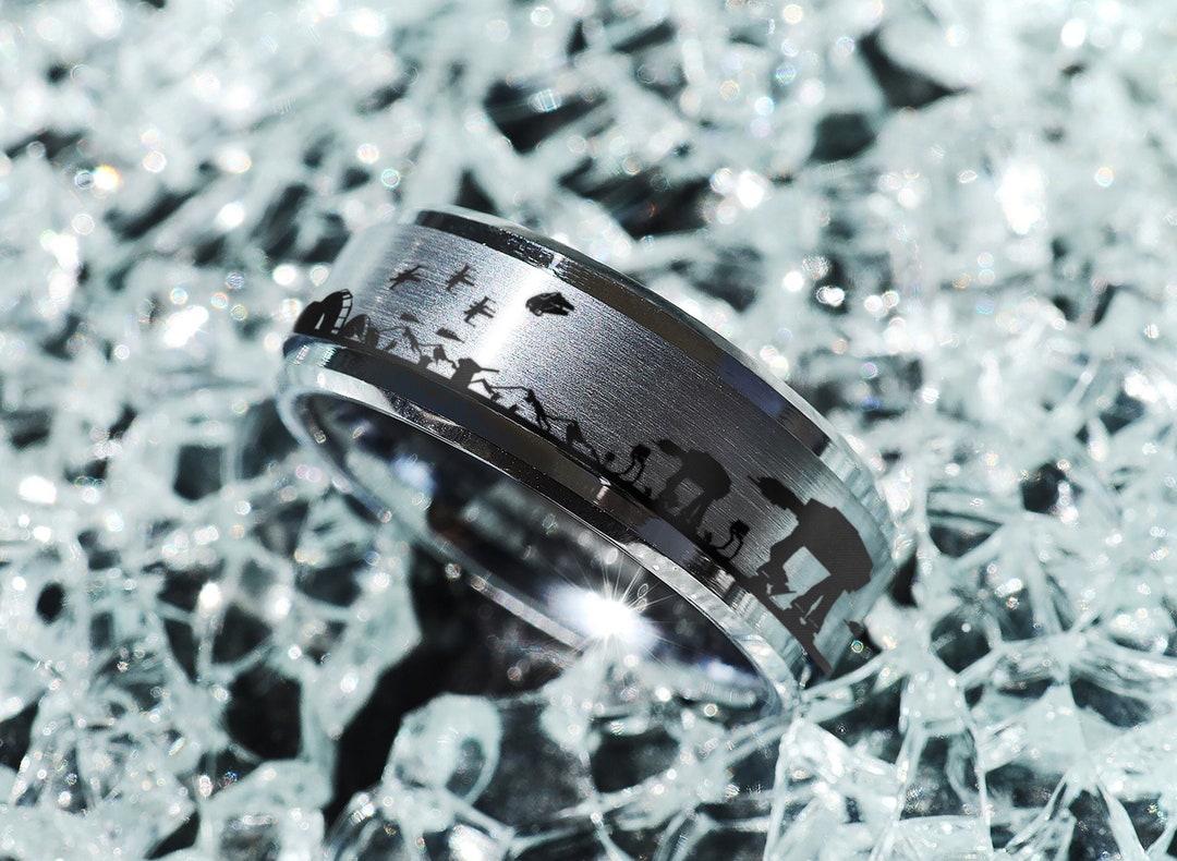 Star Wars Scene Wedding Band, Hoth Battle Scene Ring, Star Wars Fidget ...
