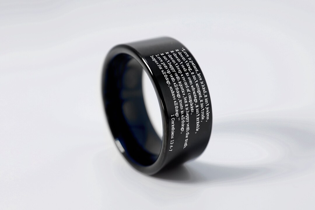 Bible Verse Wedding Band Ring, Corinthians 13:4-7 Christian Engagement ...