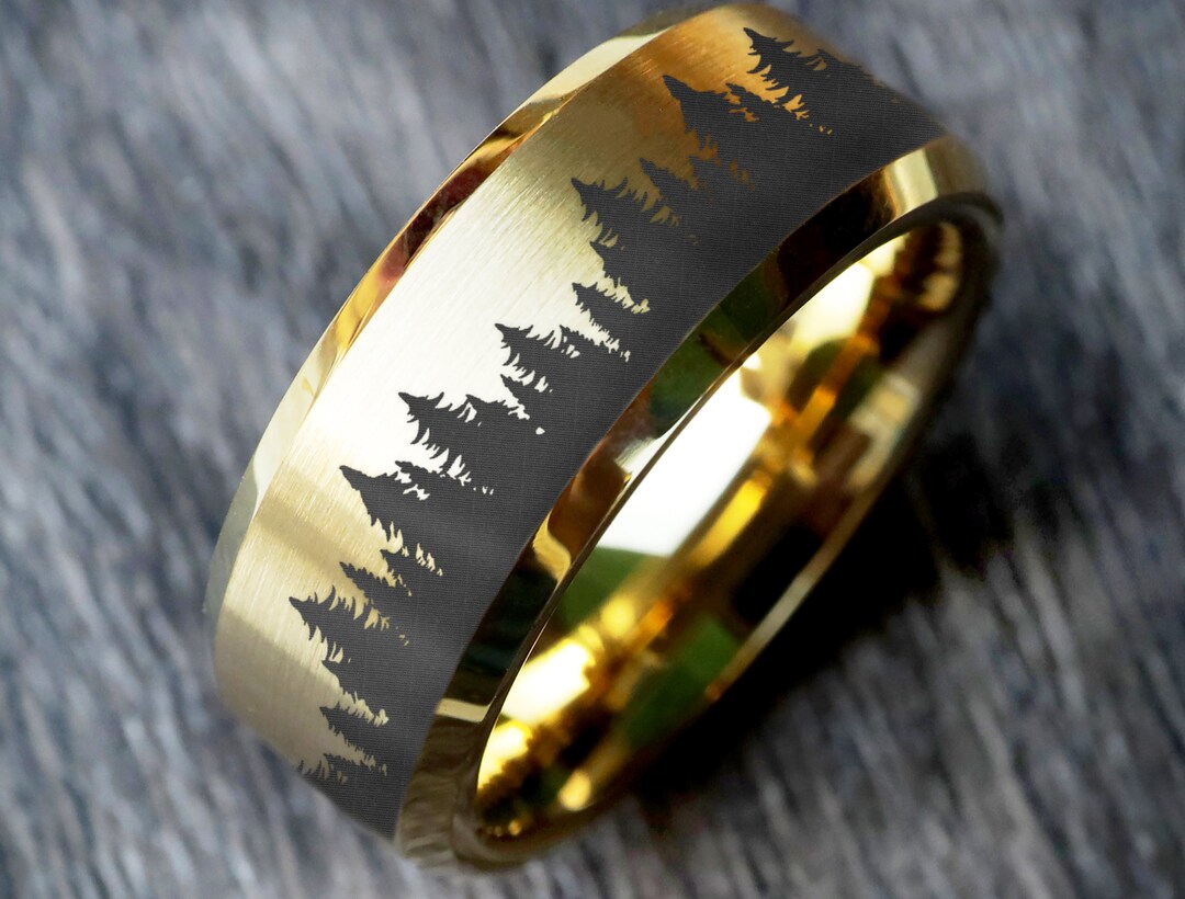 Pine Tree Wedding Band, Tree Forest Wedding Band, Tree Forest Ring ...