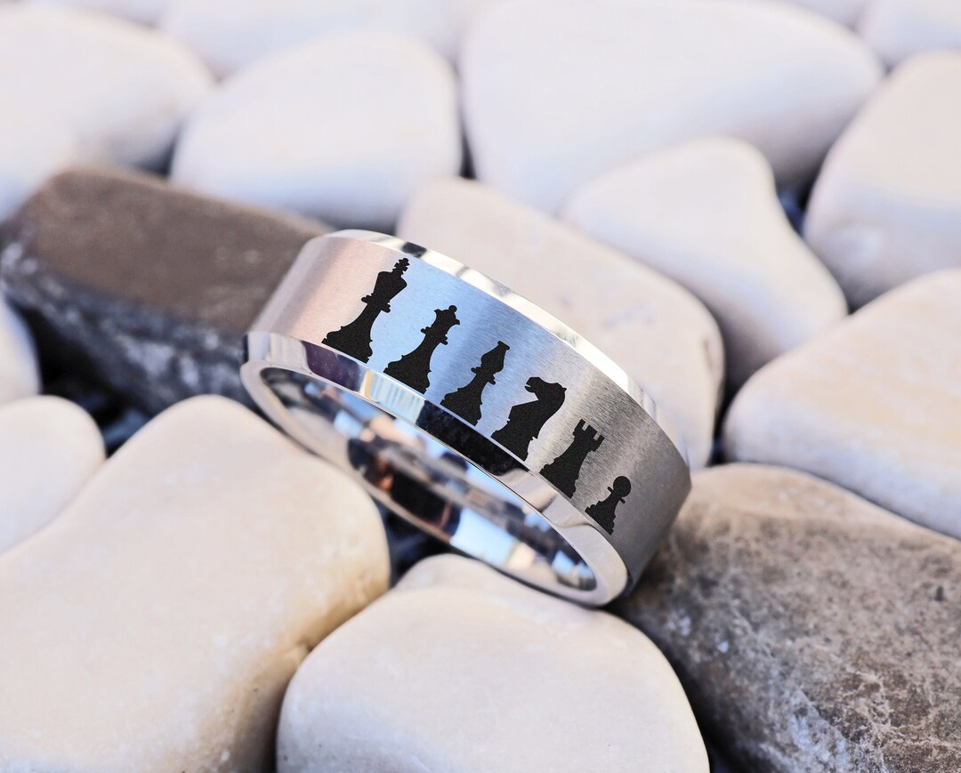 Chess Wedding Band, Chess Game Wedding Ring, Xiangqui Ring, King Queen ...