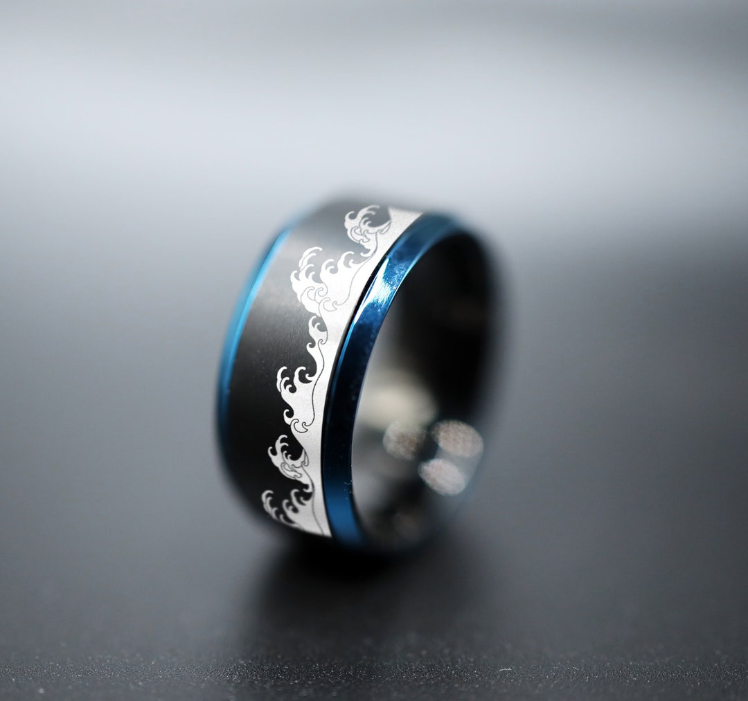 Ocean Waves Wedding Band, Wave Engagement Ring, Waves Wedding Ring ...