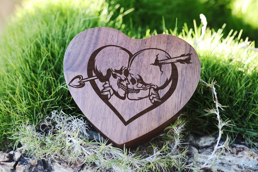 Skeleton Lovers Ring Box, Gothic Jewelry Box, Goth Wood Engraved ...