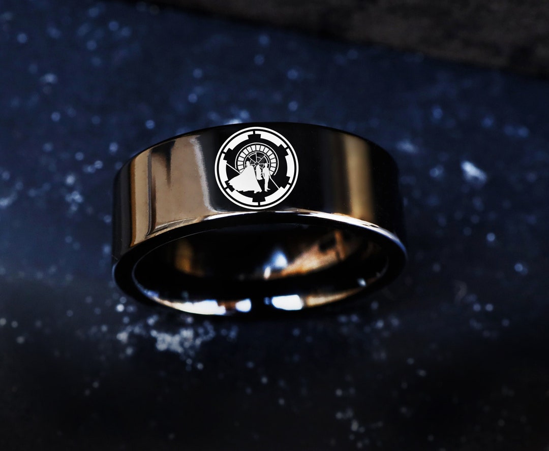 Star Wars X-wing Star Fighter Flying Death Star Wedding Ring, Darth ...