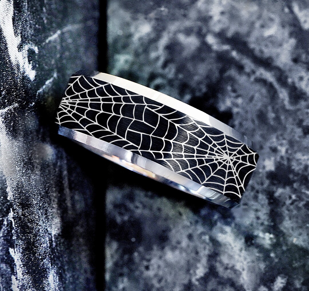 Spider Web Wedding Band, Spider Web Wedding Ring, Web Wedding Band, Web ...