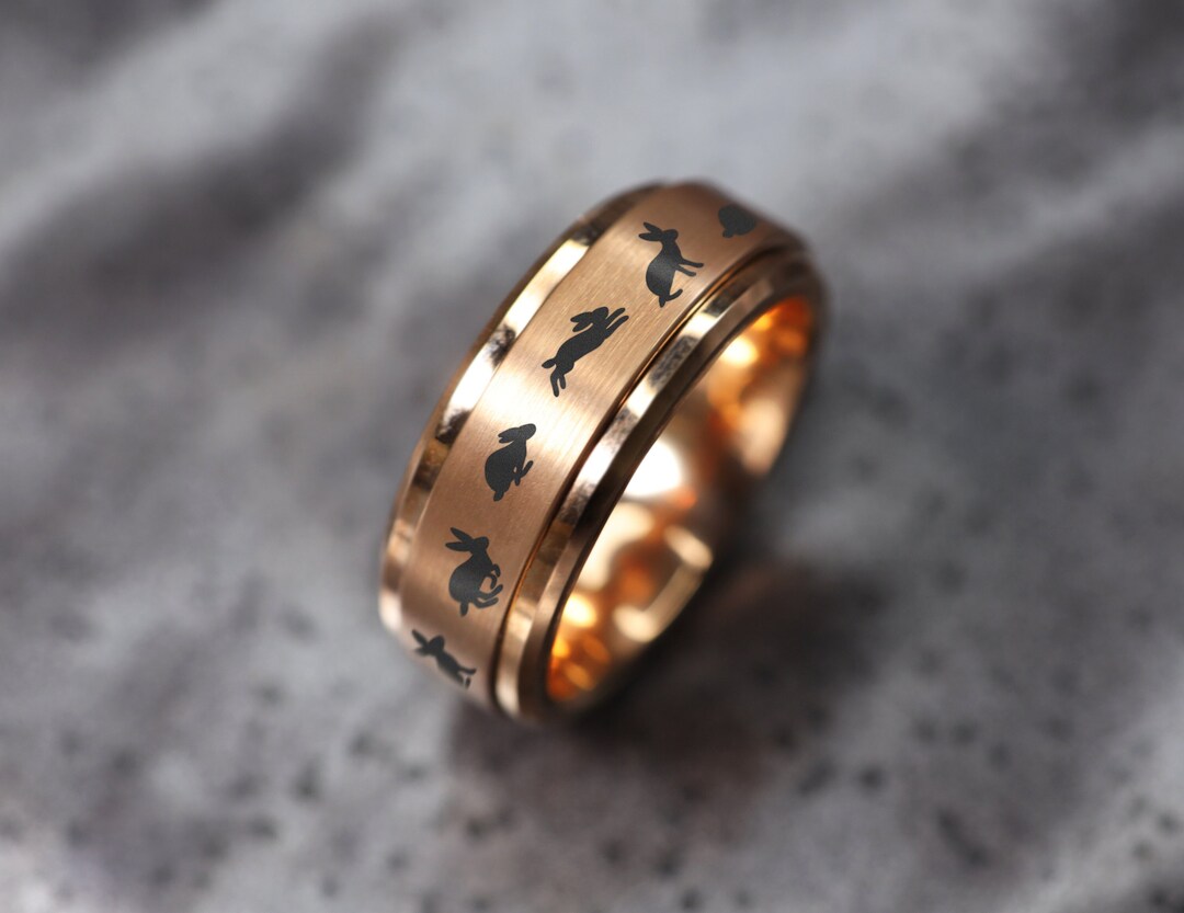 Bunny Rabbit Wedding Band, Bunny Ring, Bunny Jewelery, Engraved Bunny ...