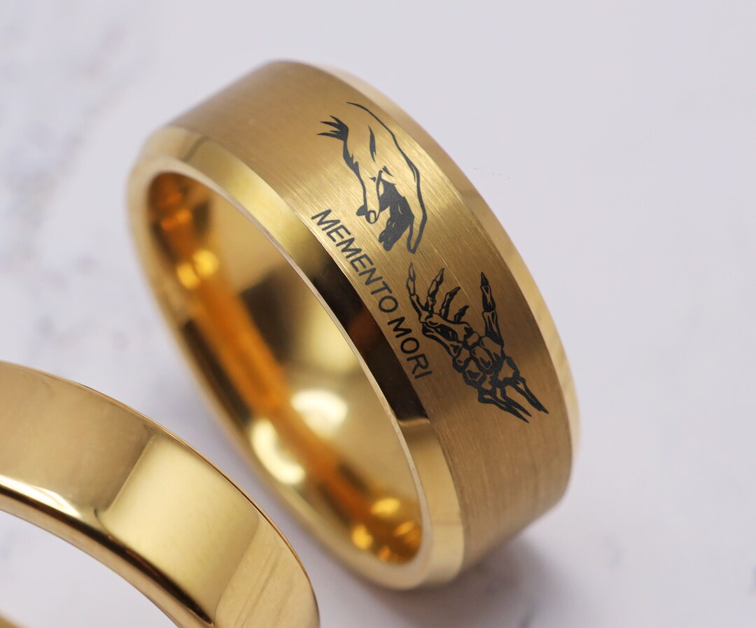Memento Mori Ring, Gothic Scene Wedding Ring, Gothic Wedding Band ...